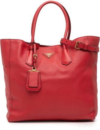 Prada Hobo Bags - Vitello Daino Open Convertible Tote - Gr. unisize - in Rot - für Damen