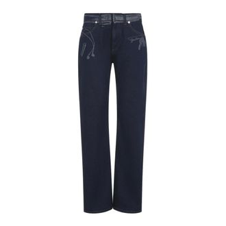 Jean Paul Gaultier Femme, Jeans, Bleu, Taille: W26 Jeans avec Imprim&eacute; Trompe-loeil