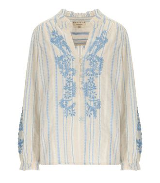 Pahiesa BLOUSE ECRU ET BLEU CLAIR PAHIESA FORMENTERA