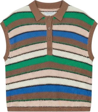 Majestic Filatures Femme, Pulls, Multicolore, Taille: 42 FR Polo en coton ray&eacute;