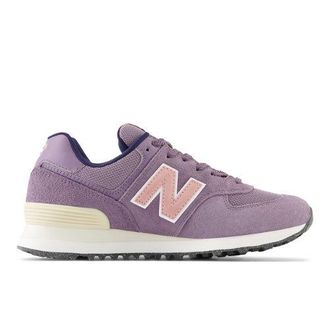 New Balance Damen 574 in Grau/Rosa/Blau/Beige, Wildleder/Mesh, Gr&ouml;&szlig;e 36.5