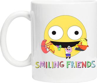 Generic Smiling Friends Logo Wiederverwendbare Tasse aus wei&szlig;em Glas f&uuml;r Tee und Kaffee Coffe Cup