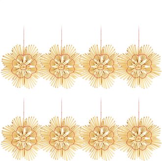 Com-Four 8X Strohsterne im Mix-Set - Christbaum-Schmuck - Stroh-Anhänger für den Weihnachtsbaum - natürlicher Christbaum-Behang - Weihnachtsdekoration - Ø 15cm