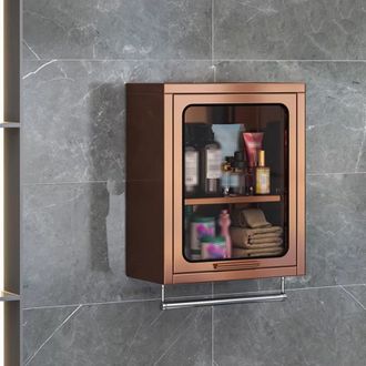 Generic Badezimmerschrank mit Klappt&uuml;r aus Sicherheitsglas Wandschrank Edelstahl Verstellbare Einlegeb&ouml;den Abgerundete Ecken Toilettenschrank Waschk&uuml;che f&uuml;r G