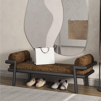 Generic Moderne gepolsterte Sitzbank mit Metallfuß,Prämie sitzbank Flur Bank am Ende des Bettes mit Kissen,Bequeme Schuhbank,Schlafzimmerbank,osmanische schuh