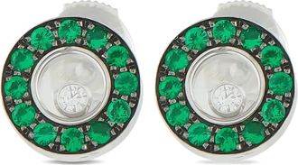 Chopard boucles doreilles en or blanc 18ct à pierres variées - Argent