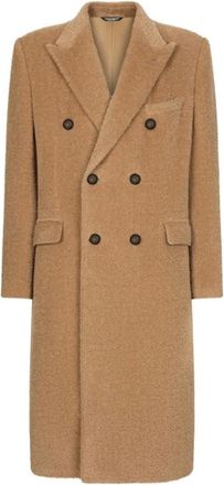 Dolce & Gabbana Homme, Manteaux, Noir, Taille: L Manteau Camel &agrave; Double Boutonnage
