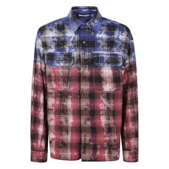 Palm Angels B Curved Logo Check Long Sleeves Shirt - - Shirts - Herren - Mehrfarbig - M