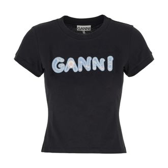 Ganni Essentials T-Shirt - - Tops - Damen - Schwarzk - S