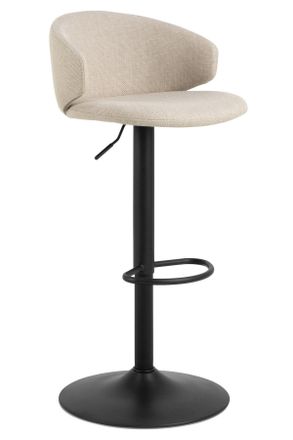 MID.YOU Mid.you Barhocker, Schwarz, Beige, Metall, Textil, rund, Bodenplatte, 46x107x38 cm, FSC Mix, Esszimmer, Barm&ouml;bel, Barhocker