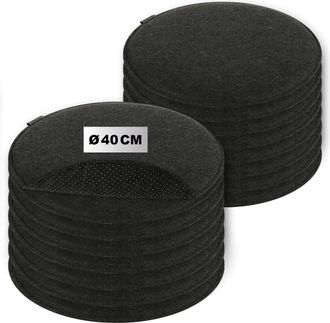Com-Four 16x Sitzkissen aus Filz Ø 40 cm - gepolstertes Stuhlkissen - runde Sitzpolsterauflage für Esszimmer, Garten, Balkon - rutschfeste Unterseite mit Anti-