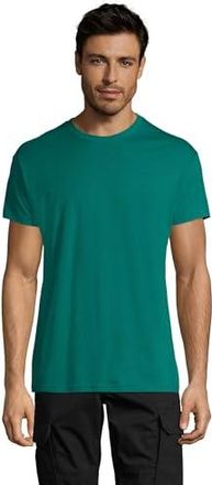 SOLS SolS Regent - Tee-Shirt Homme Manches Courtes &agrave; col Rond - 100% Coton Semi-peign&eacute; - Emeraude - S