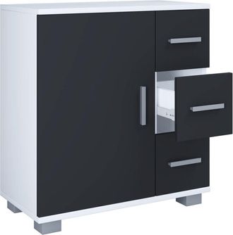 ebuy24 Ebuy24 - Bobine Midischrank Zalo h. 65 x l. 60 x p. 30 cm Blanc / noir