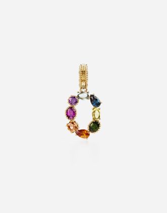 Dolce & Gabbana 18 Kt Yellow Gold Rainbow Pendant With Multicolor Finegemstones Representing Number 0 - Frau Charms Gold Onesize