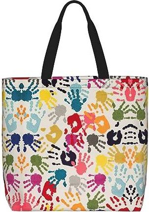 Generic Empreinte De Main Sac Courses Imperm&eacute;able Tote Bag D&eacute;contract&eacute; Sac &Agrave; Bandouli&egrave;re Pour Travail Shopping Plage
