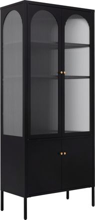 MID.YOU Mid.you Vitrine, Schwarz, Transparent, Metall, 3 F&auml;cher, 80x185x40 cm, f&uuml;r den Au&szlig;enbereich geeignet, Wohnzimmer, Wohnw&auml;nde, Vitrinenschr&auml;nke