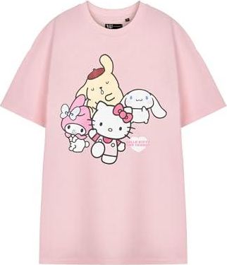 Hello Kitty & Friends T-Shirt &agrave; Manches Courtes Femme Rose | Tee-Shirt Graphique Sanrio | Haut de Personnage Mignon