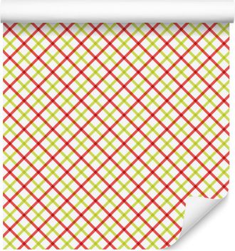 OEM Carta Da Parati A Quadri Color Crema E Corallo Di Vichy Per Soggiorno E Camera Da Letto, 50x1000 Cm