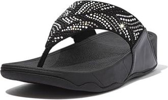 FitFlop Womens Lulu Crystal-Mix Toe-Post Sandals, Noir, 39 EU