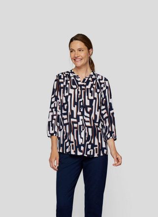 Rabe Druckbluse mit Minimal-Print und Knopfleiste