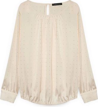 Fiorella Rubino Femme, Blouses et Chemises, Blanc, Taille: 46 FR Blouse en satin rehauss&eacute;e de paillettes