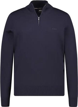 HUGO BOSS Herren Troyer blau Merinowolle unifarben