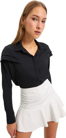 Trendyol Trendyol Damen Schwarzes Schulter detailliertes Hemd Shirt, Black, 34