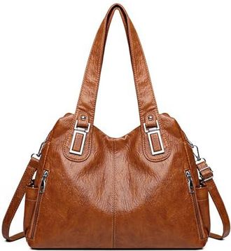 Generic Sac &agrave; main punk clout&eacute; sur le dessus en cuir PU avec plusieurs poches, couleur unie pour le travail, les voyages, jaune, 14.17x10.24x5.51inch