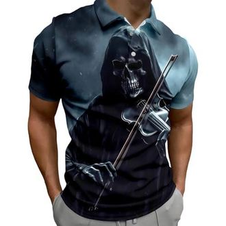 Generic T-shirt &agrave; boutons t&ecirc;te de mort pour homme - T-shirt imprim&eacute; t&ecirc;te de mort &agrave; manches courtes T-shirts dhorreur T-shirts d&eacute;contract&eacute;s athl&eacute;tiques hauts v