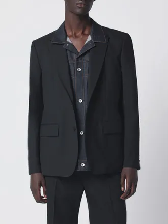 sacai Kurzer, einreihiger Baumwoll-Blazer von mit Zwei-Knopf-Verschluss