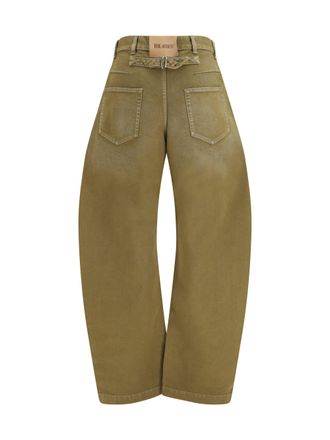 The Attico Womens Wide-Leg Jeans With Back Belt 156 Cotton