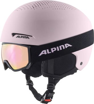 Alpina Alpina ZUPO Set (+SCARABEO JR) - Hochwertiges, Sicheres & Robustes Set aus Skibrille & Skihelm Für Erwachsene, Light-Rose matt, 51-55 cm