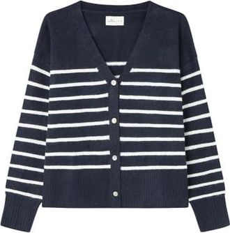 Springfield 3.Gym.AP.Cardigan Navy Stripes Cardigan, Bleu Marine, L Femme