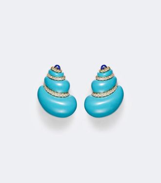 Yvonne L&eacute;on Yvonne L&eacute;on Ohrringe Coquillage aus 9kt Gelbgold mit Edelsteinen