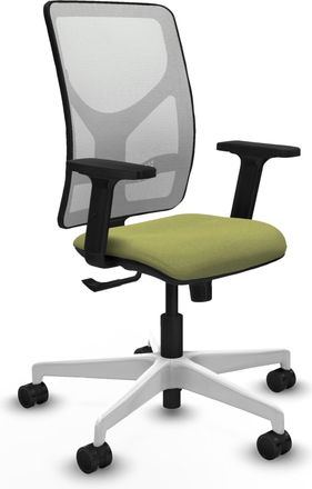Piqueras y Crespo Gr&uuml;ner Schreibtischstuhl mit 2D-Armlehnen, h&ouml;henverstellbare Lendenwirbelst&uuml;tze, ausgestattet mit 3 Positionen und Schneideschaum, mit 65 mm Nylon-Rol