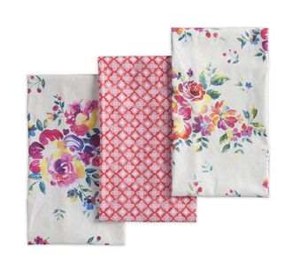Maison d'Hermine Rose Garden 100% Baumwolle Set von 3 Multi-Purpose Küchenhandtuch | Bar Handtücher | Frühling/Sommer (50 cm X 70 cm)