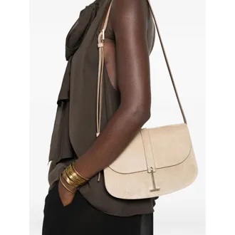 Tom Ford Suede Foldover Shoulder Bag - Beige