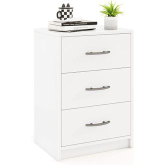 Costway Table de Nuit 3 Tiroirs, Table de Chevet Moderne avec Rangement, Chevet de Lit Bois, Table dAppoint Bois pour Canap&eacute;, Salon, Chambre - Costway