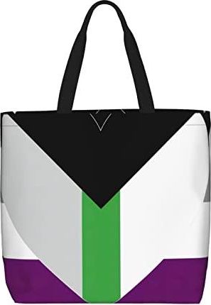 Generic Sac De Courses Coeur Miromantique Asexuel Sac &Agrave; Provisions Avec Poign&eacute;es Lavables Sacs En Toile Pour Femmes, Pour Filles, &Eacute;cole, Voyage, Burea