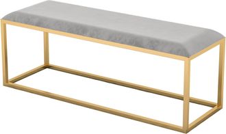 Generic Moderne Eingangsbank Aus Samt - Schuhablagebank Mit Metallrahmen, Ottomane Am Fußende des Bettes(Gray,31.5x13.7x17.7)