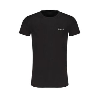 Gaud&igrave; Homme, Tops, Noir, Taille: L T-shirt Noir en Coton avec Logo Imprim&eacute;