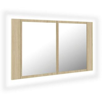 vidaXL LED-Bad-Spiegelschrank Sonoma-Eiche 80x12x45 cm Acryl vidaXL