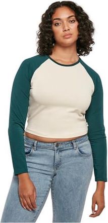 Urban Classics R&eacute;tro Baseball Bio T-Shirt &agrave; Manches Longues Femme Sable Blanc/Jaspe L