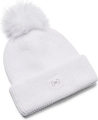 Under Armour Coldgear Bonnet à col Rond pour Femme, Blanc/Gris glacé, Taille Unique