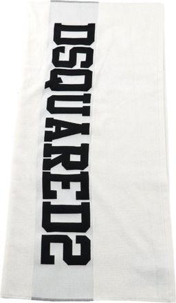 Dsquared2 Strandtuch Herren Damen Weiß Logo Jacquard Schwarz Uni