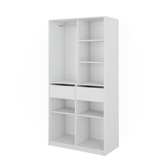 Vicco Kleiderschrank Elmo, Flügeltürenschrank, Weiß, 100 x 200 cm mit 2 Schubladen