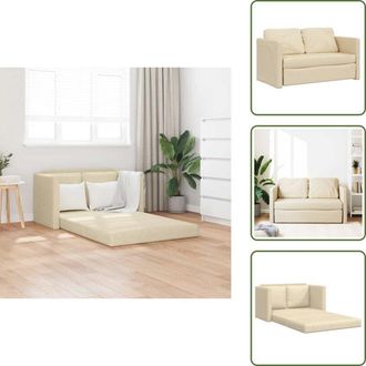 vidaXL The Living Store Bodensofa mit Schlaffunktion Creme 112x174x55 cm Stoff - Bodensofa - Schlafcouch - G&auml;stebett - Couchtisch - Gem&uuml;tlich