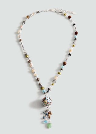 Mango Collier perles combin&eacute;es argent - Femme - Taille unique - MANGO