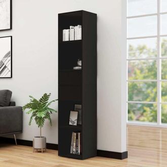 vidaXL Vidaxl - Biblioth&egrave;que noire 36x30x171 cm en bois ding&eacute;nierie - 4 &eacute;tag&egrave;res ouvertes et 2 tiroirs - Design moderne et minimaliste