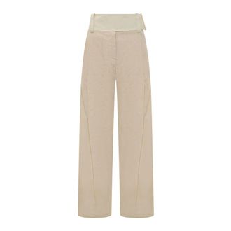 Sportmax High Waist Wide-Leg Hose - - Trousers - Damen - Beige - S